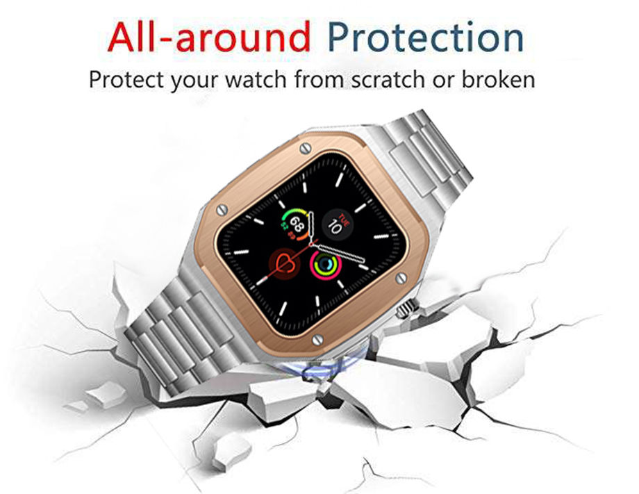 Smart Watch Metal Case Luxury Silver Strap 41mm 45mm Size Band ...