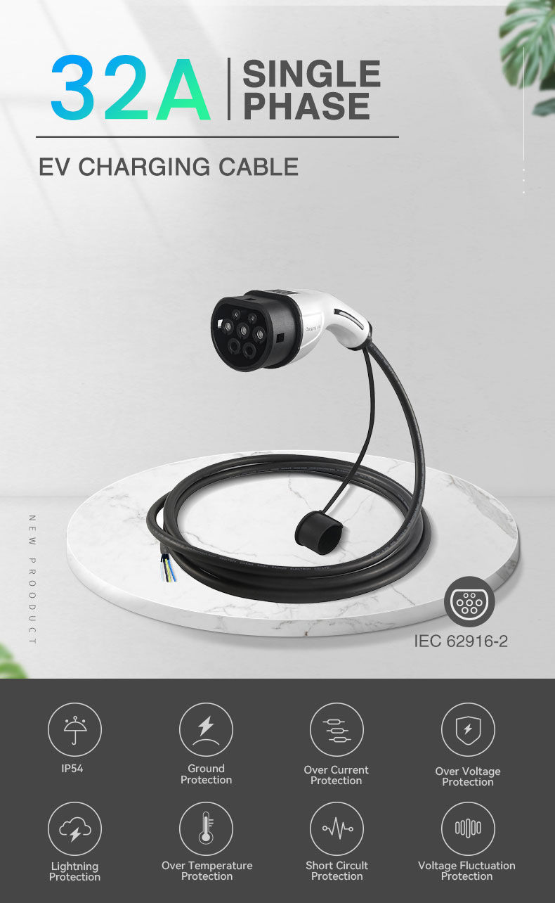 7kw Type2 Ev Charging Cable 32a 250v 5m Tpu Cable Or Customized Length ...