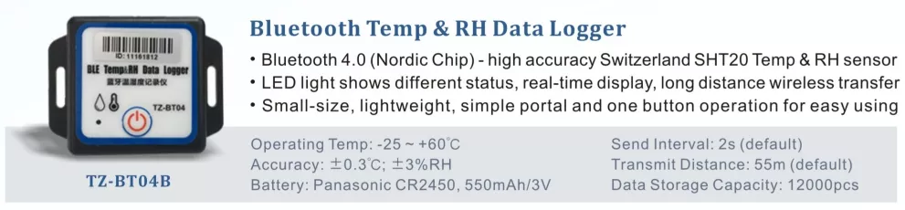 Buy Wholesale China Wireless Humidity Bluetooth Temperature Data Logger For Transport & Ble ...