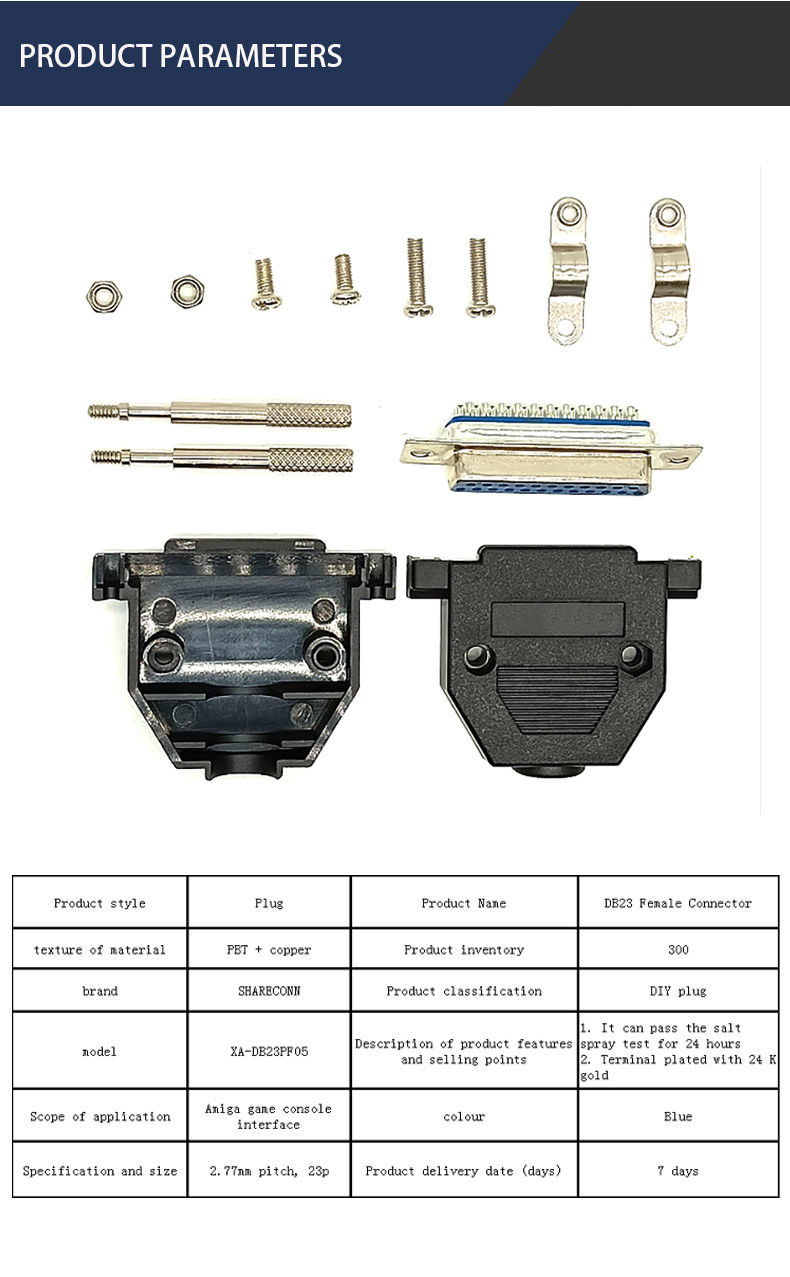 Male 23 Pin Db23 D-sub Miniature Solde Connector For Amiga Video Output ...