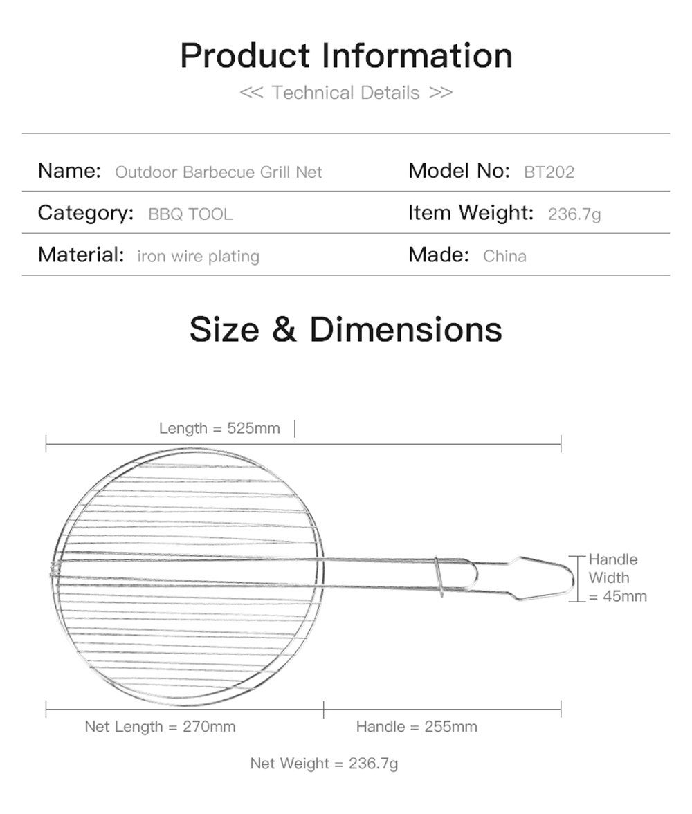Easy-to-flip For Steaks Seafood Vegetables Outdoor Barbecue Grill Net ...
