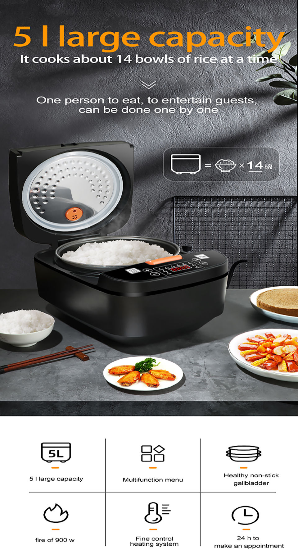5l Smart Multi-function Automatic Electric Digital Keep Warm Rice ...
