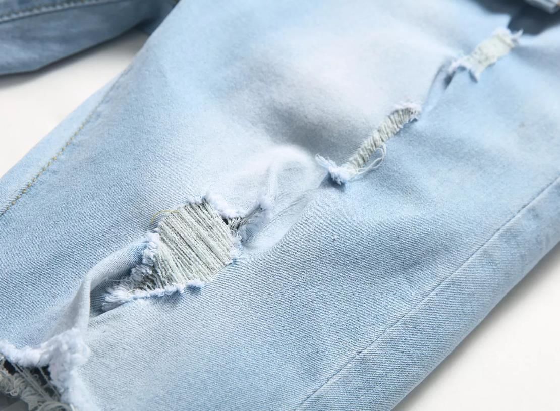 Buy Wholesale China High Quality Custom Ripped Jeans Slim Fit Stacked ...