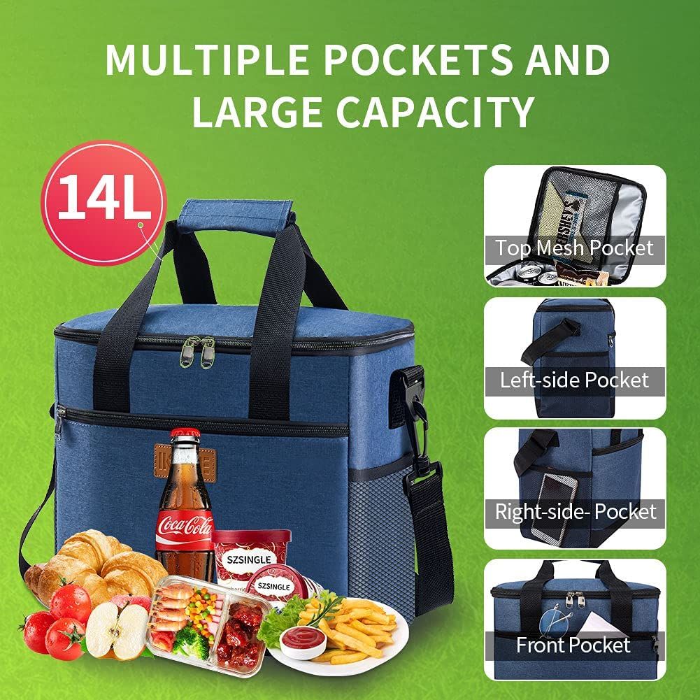 Large Cooler Bag Collapsible 24 Can Insulated Bags Leakproof Lunch ...