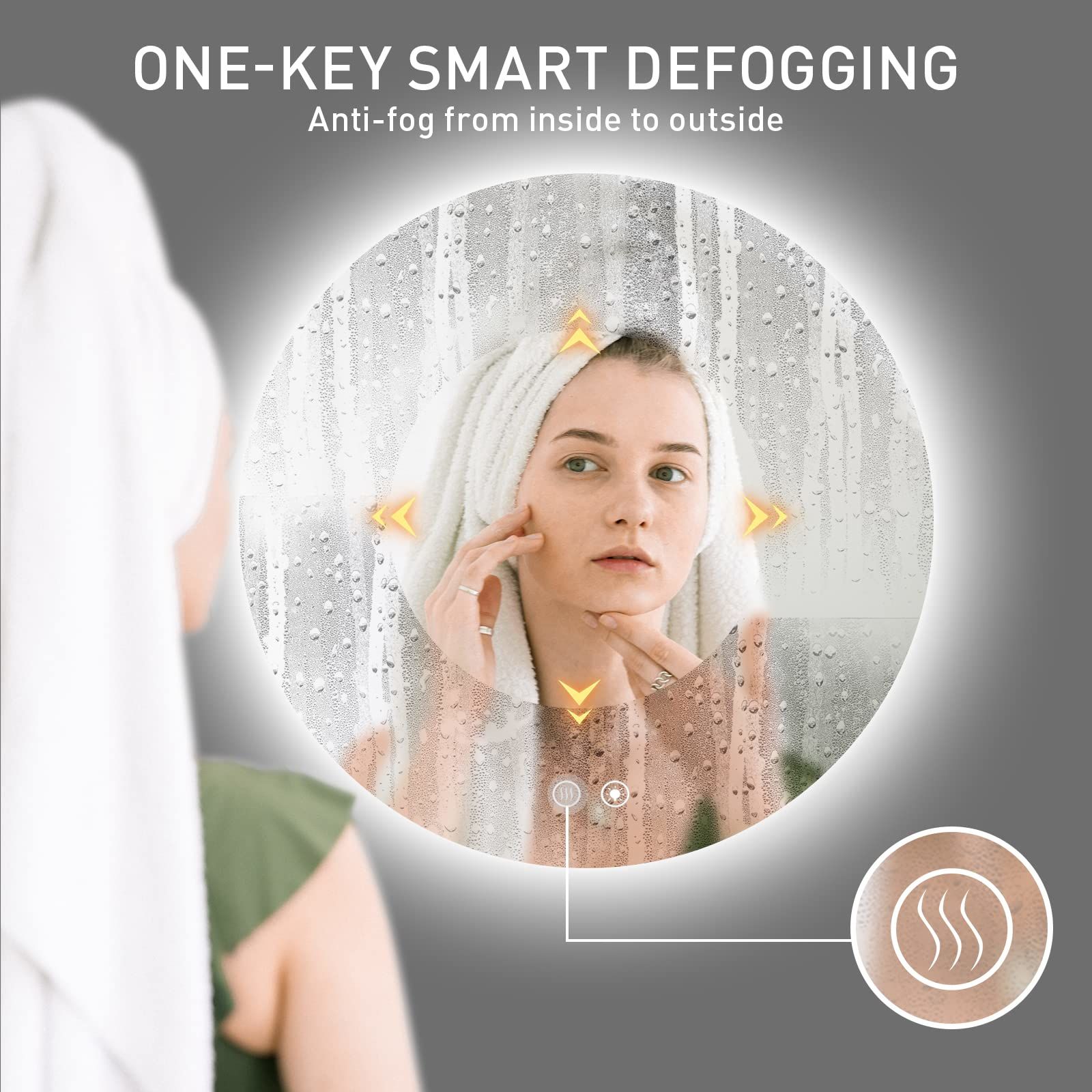 Led Round Mirror Backlit Bathroom Mirror Dimmable Lighted Vanity Mirror ...