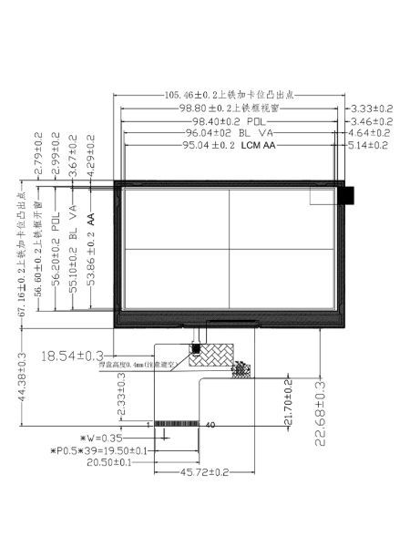 4.3 Inches 480 By 272 Resolution For Smart Appliances Lcd Display ...