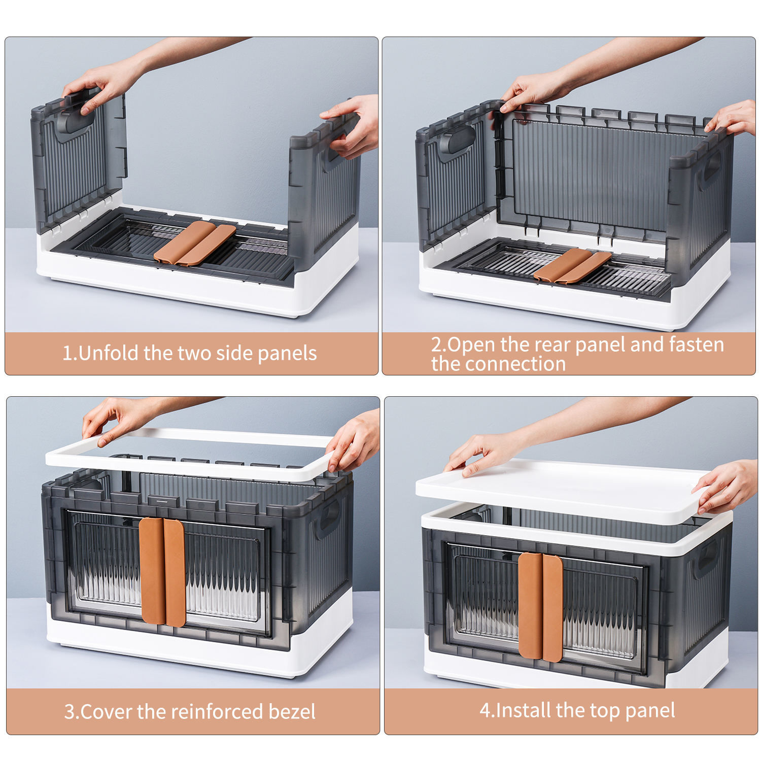 72l Durable Plastic Storage Box Foldable Plastic Organizer Container ...