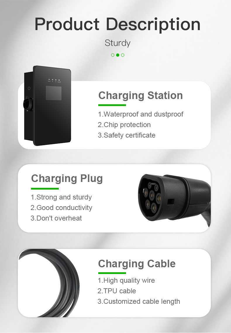Wall Mounted Ev Charging Station Type2 Plug Wallbox Double Plugs Ac Ev ...
