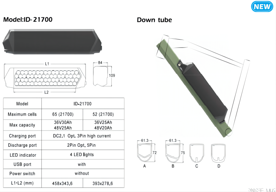 Reention Rechargeable Lithium Ion Battery New Dorado Down Tubing Innner ...