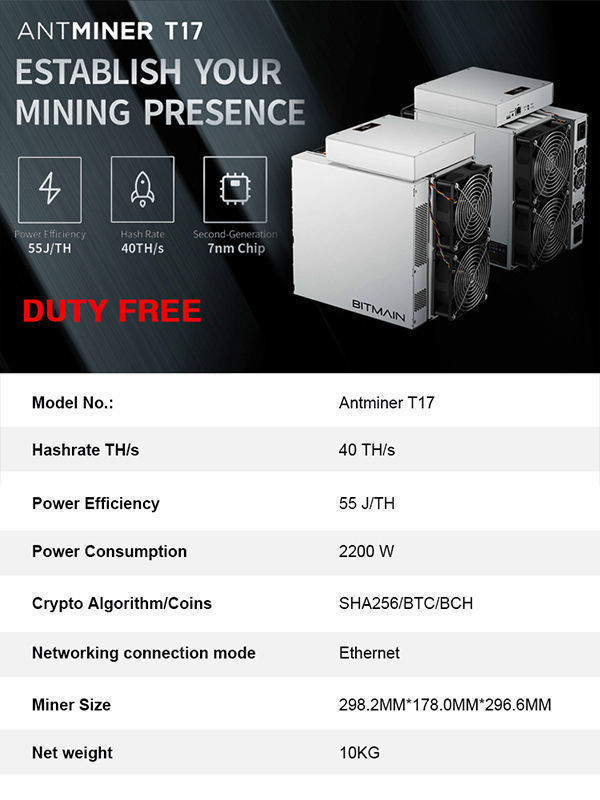 Buy Wholesale China Used Bitmain Antminer T17 40 42th/s Asic Miner ...