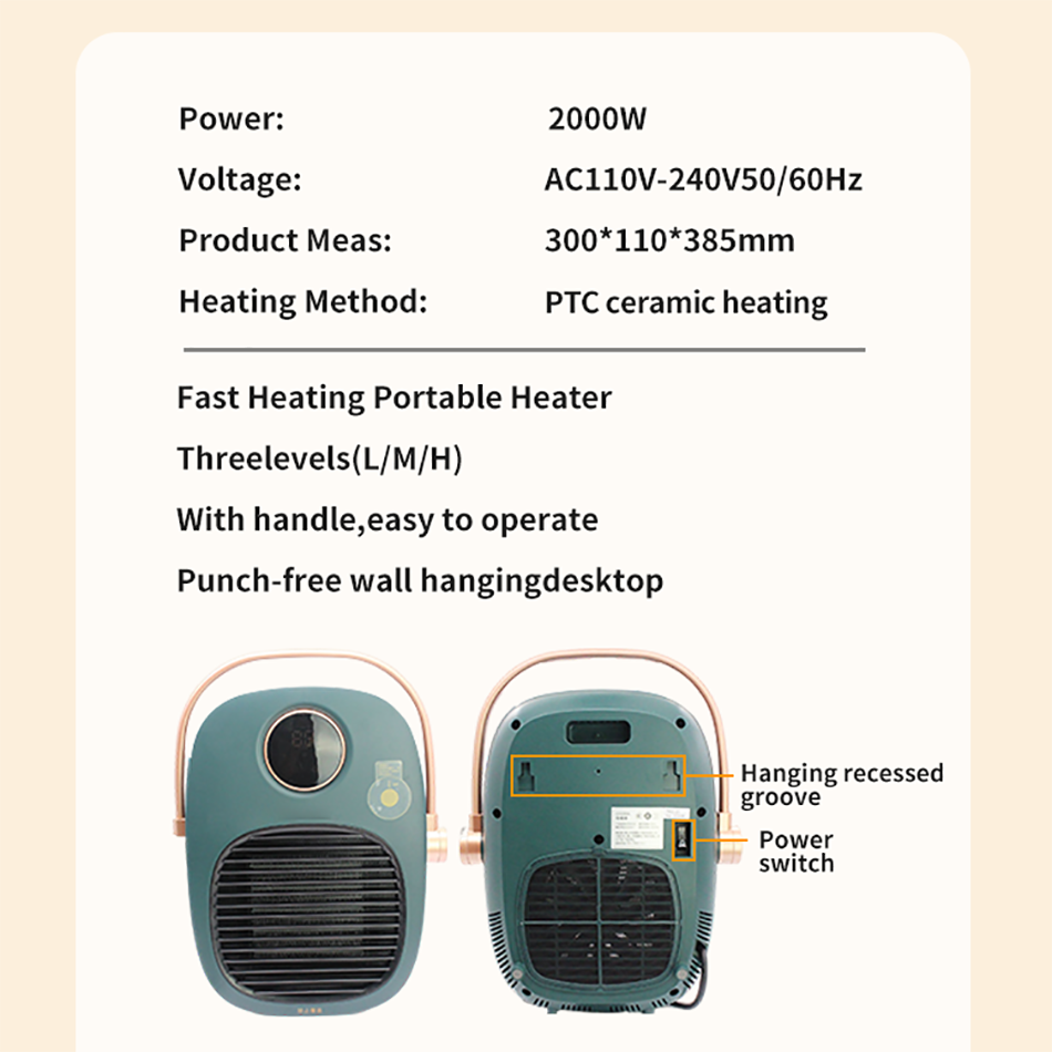 Remote Control 2kw Portable Home Low Energy Electric Heater Quiet ...
