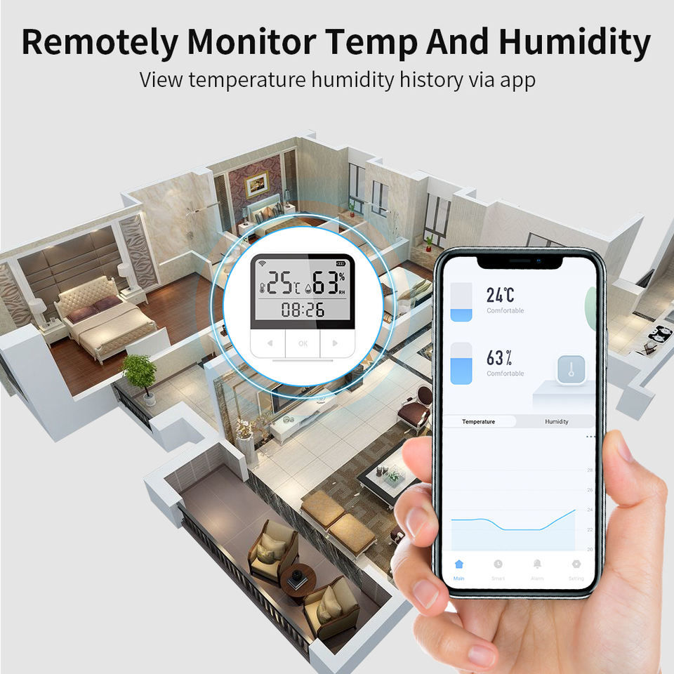 Smart Wifi Temperature Humidity Monitor Wireless Temperature Humidity ...