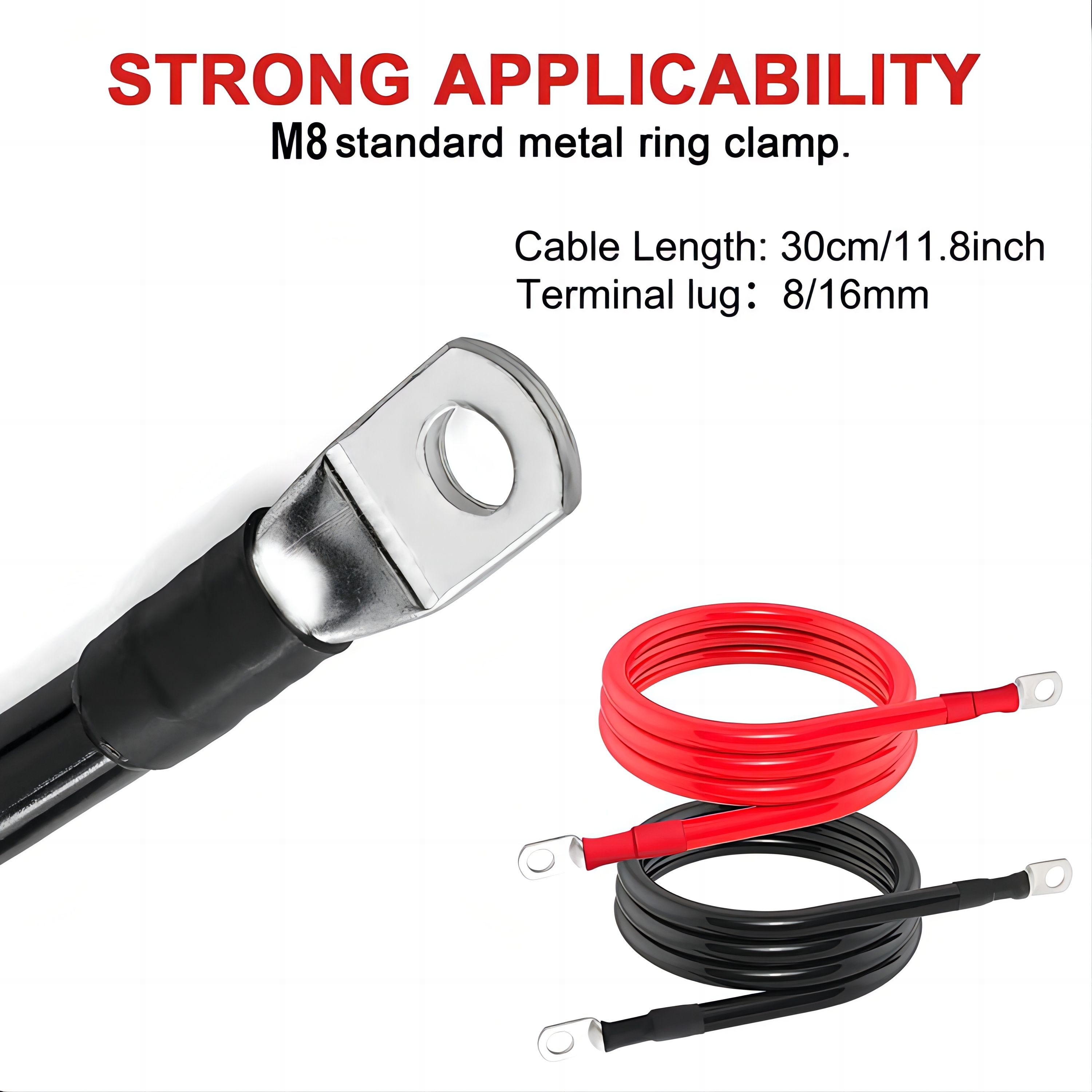 Buy Wholesale China 12v Gauge Copper Power Battery Cables With M8 Ring ...