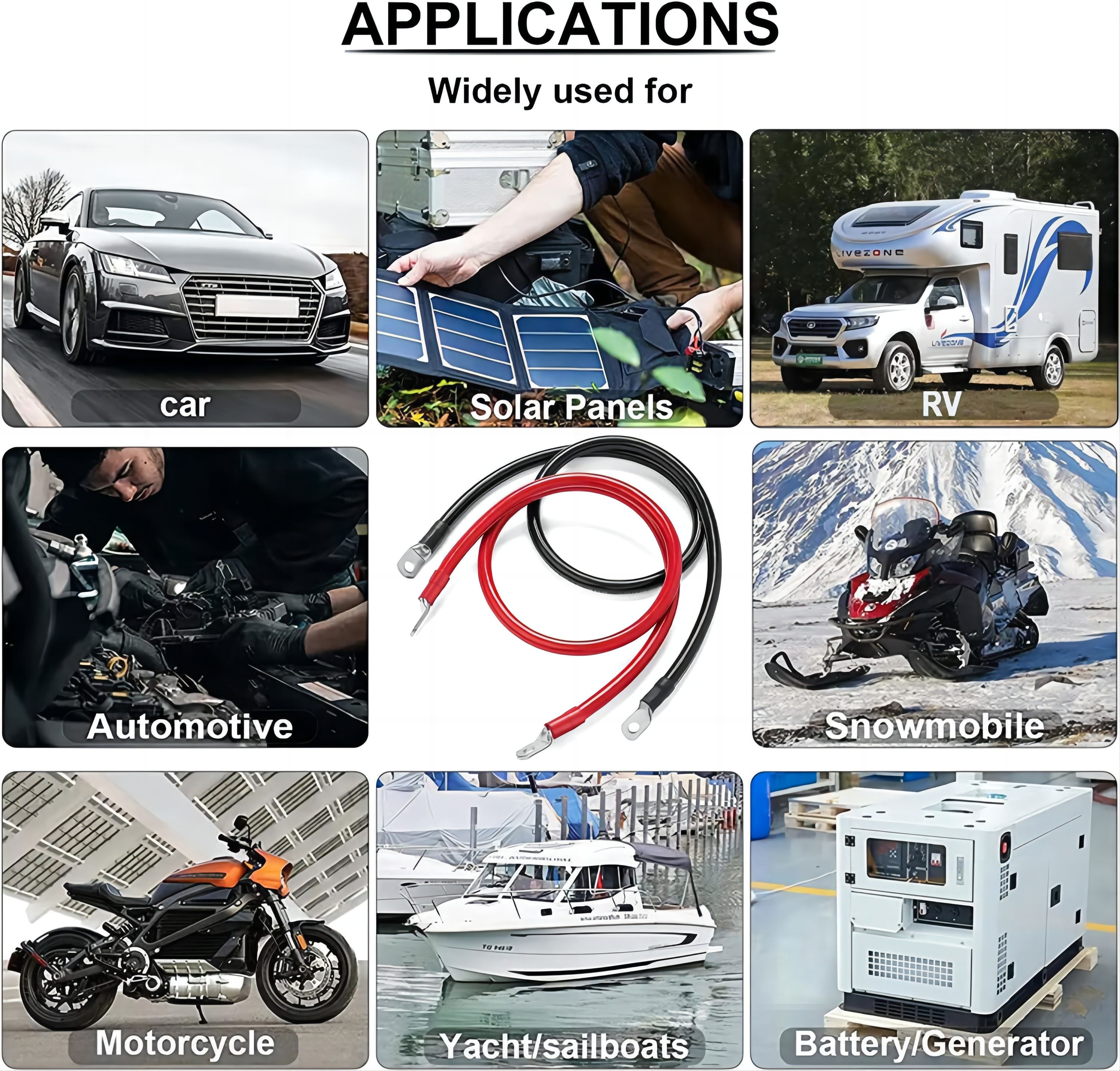 Buy Wholesale China 12v Gauge Copper Power Battery Cables With M8 Ring ...