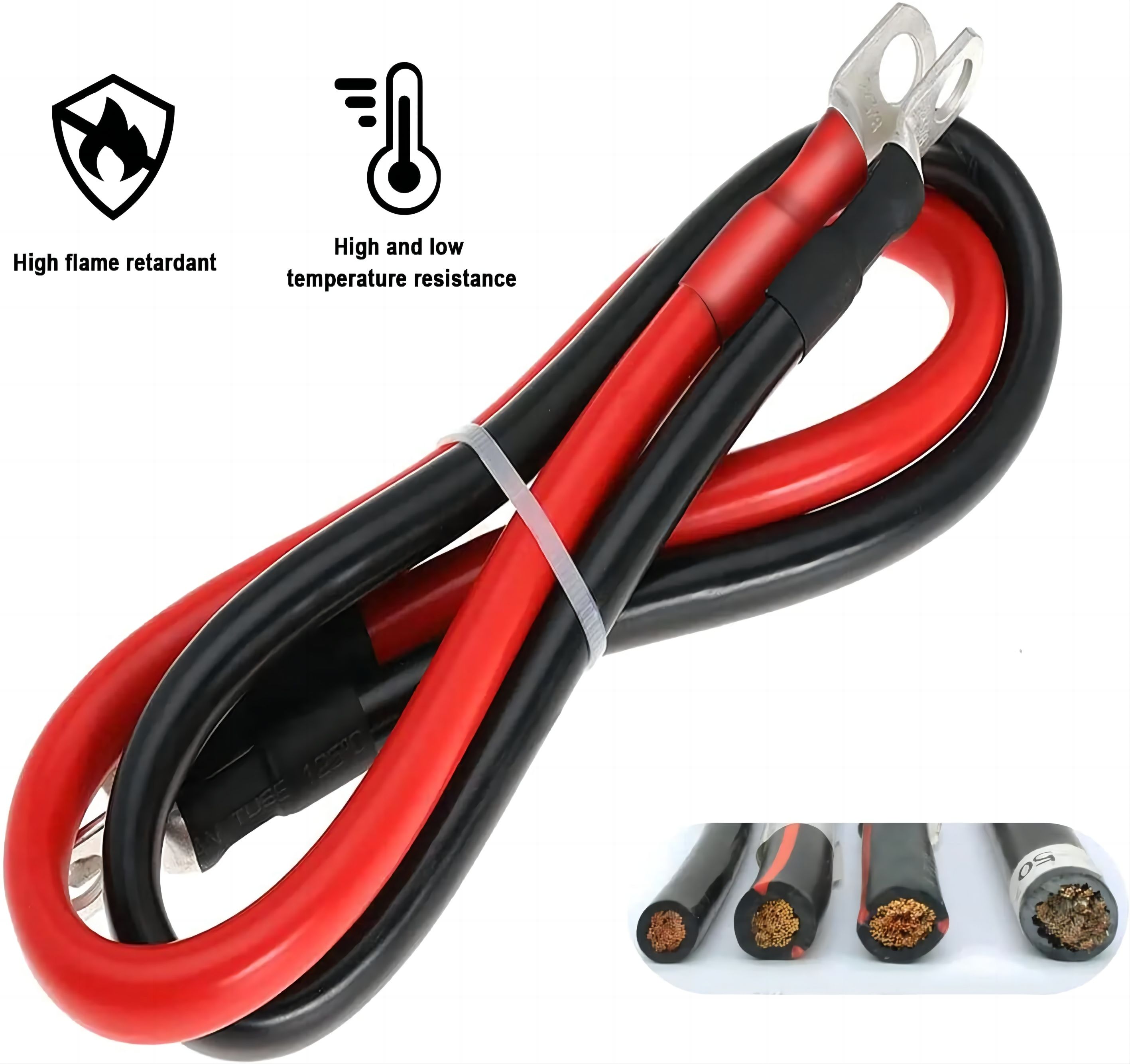 Buy Wholesale China 12v Gauge Copper Power Battery Cables With M8 Ring ...