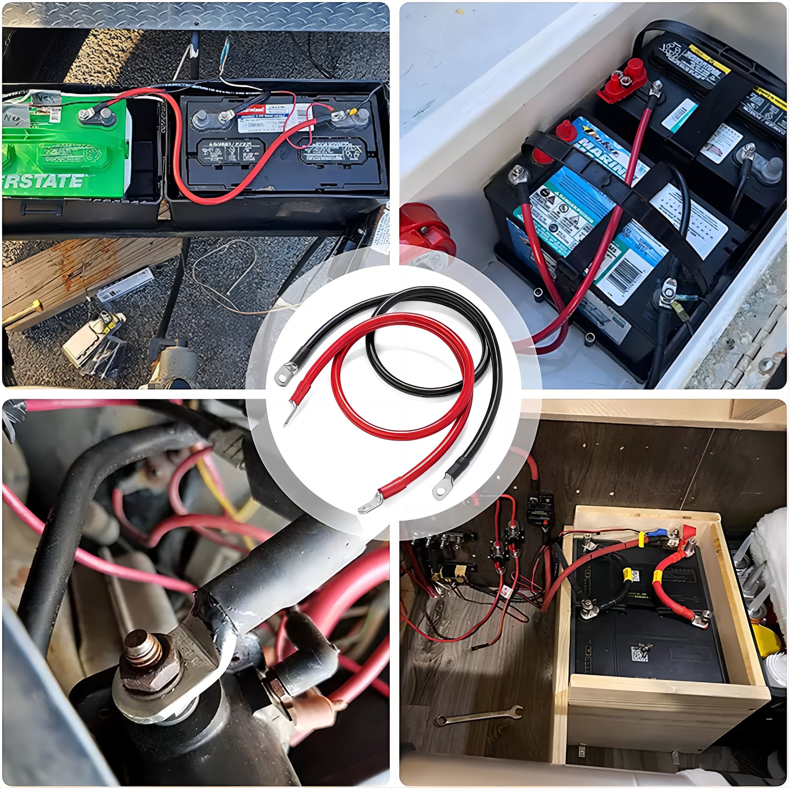 Buy Wholesale China 12v Gauge Copper Power Battery Cables With M8 Ring Clamps, Power Inverter ...