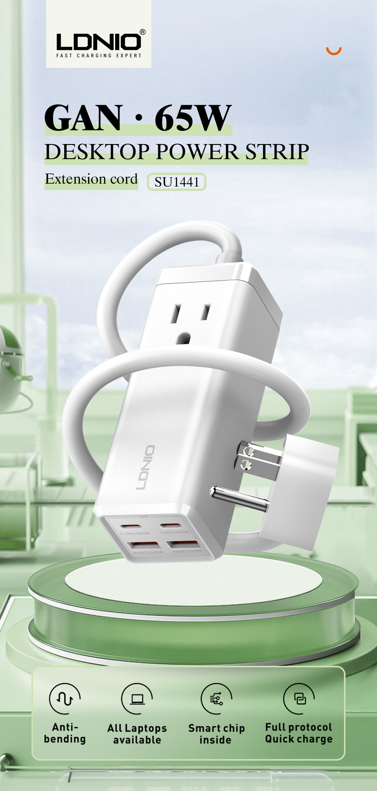 Buy Wholesale China Ldnio Su1441 Gan 65w High Power Laptop Power Strip ...