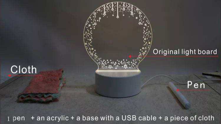 Message Board Night Light, 3d Effect Acrylic Decoration Led Illusion ...