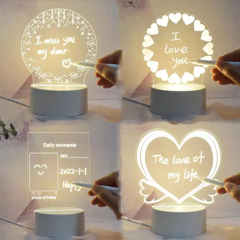 Message Board Night Light, 3d Effect Acrylic Decoration Led Illusion ...
