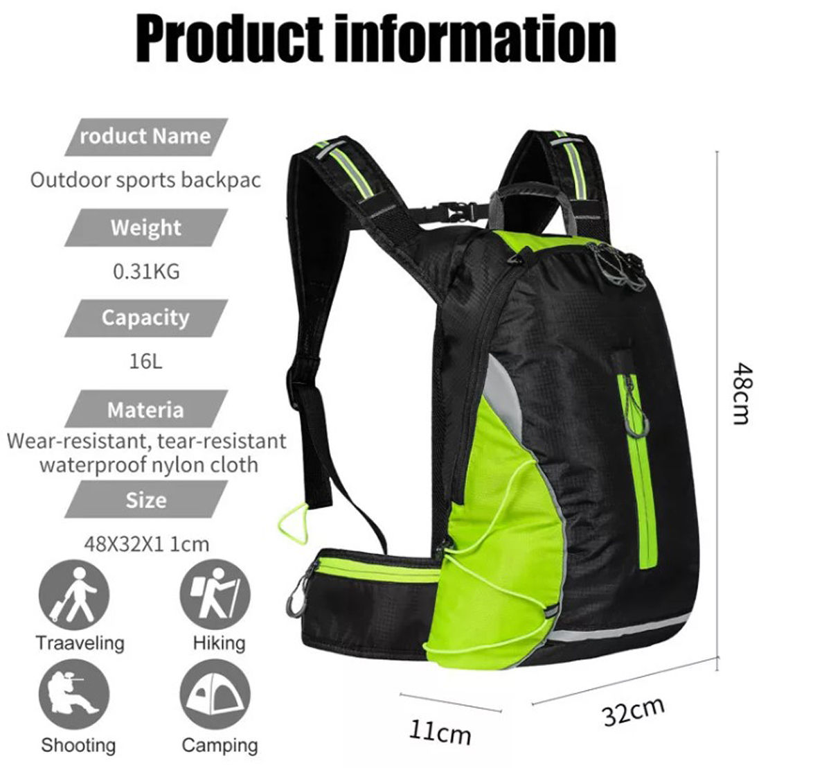 Buy Wholesale China Ultra Light Portable Folding Bag Breathable Hiking Backpack Hydration Bag ...