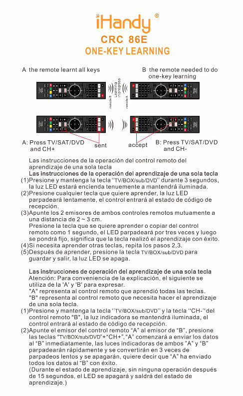 Systo Crc86e Learning Code Remote Control Learn From Tv Dvd Sat Set Up ...