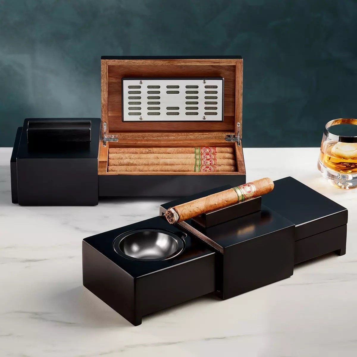 Buy Wholesale China Desktop Humidor Box With Ashtray And Sliding Cigar ...