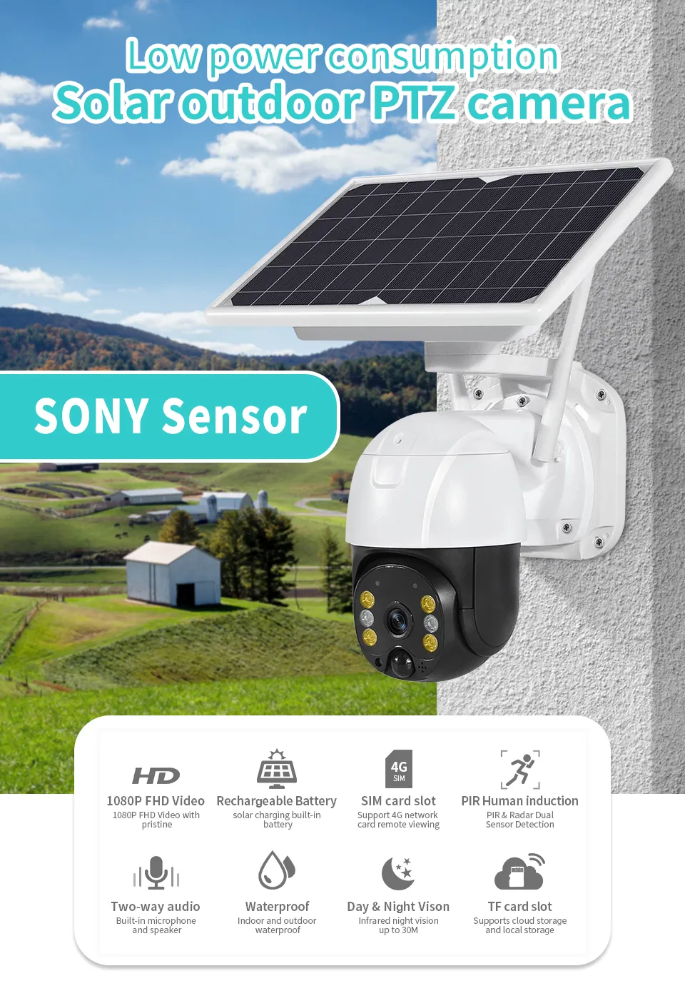 Ismart Outdoor Solar Cctv Powered Wifi Wireless 3g 5g 4g Ptz Camera ...