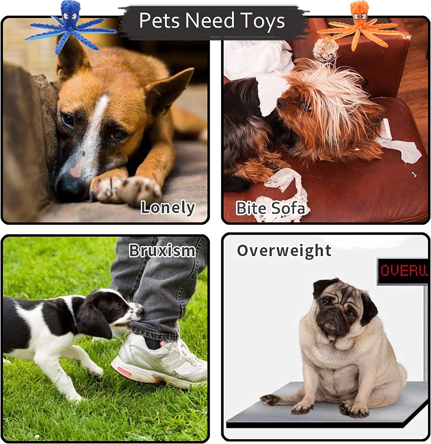 Buy Wholesale China Squeaky Dog Interactive Play Toy Octopus Dog Toy No ...