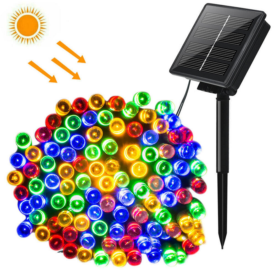 Solar Panel Charging Garland Light Copper Wire Strip Garden Yard Tree ...