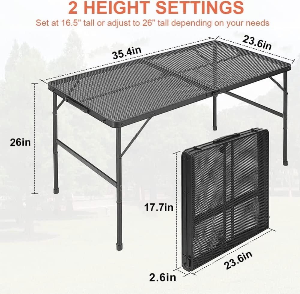 Outdoor Picnic Folding Camping Table，folding Grill Table With Mesh ...