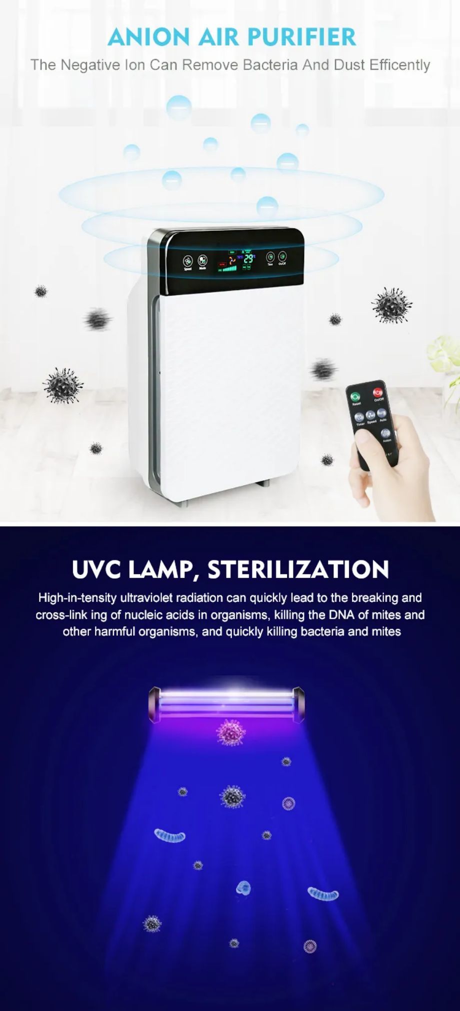 Buy Wholesale China 2021 Home Hotel Uv Carbon Filter Ionizer Air ...
