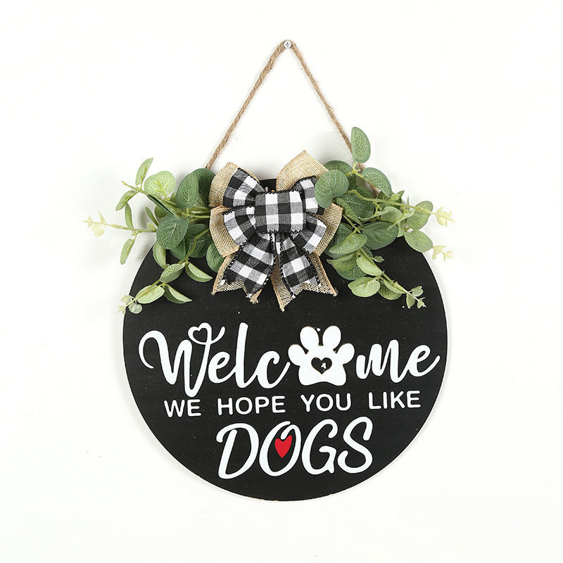 Buy Wholesale China Hot Sell Wooden Front Door Round Wood Sign Hanging ...