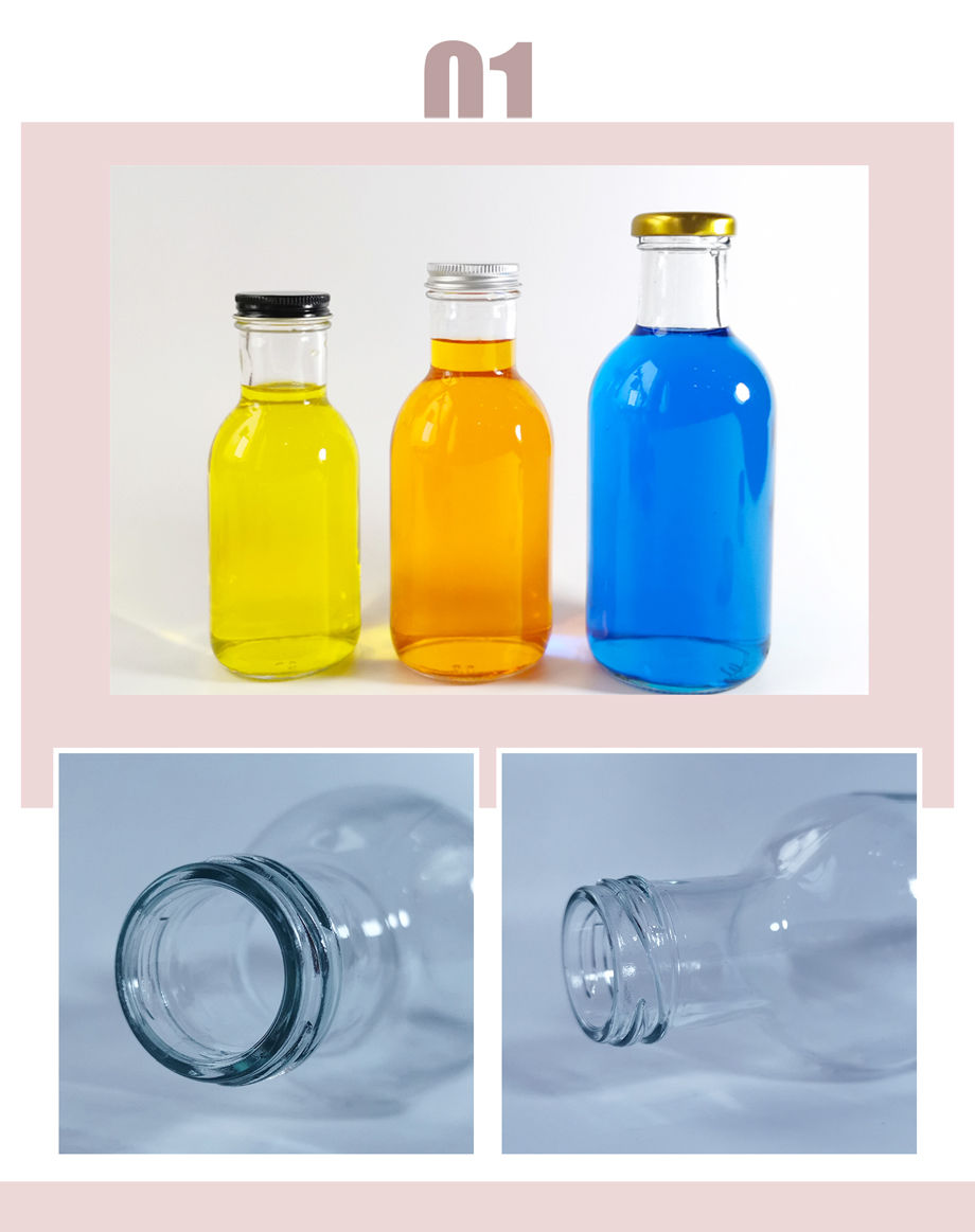 250ml 350ml 500ml Clear Glass Boston Round Juice Beverage Bottles ...