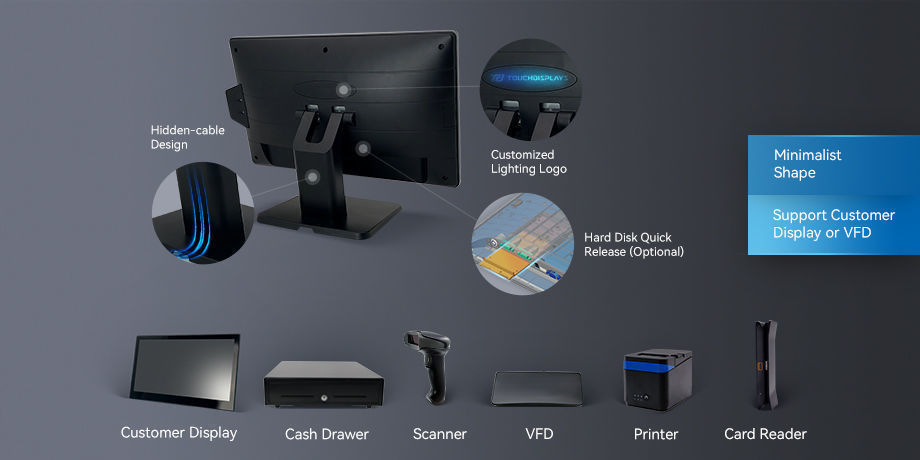 Buy Wholesale China 18.5 Inch Dual Screen Bezel Free Touch Pos System ...