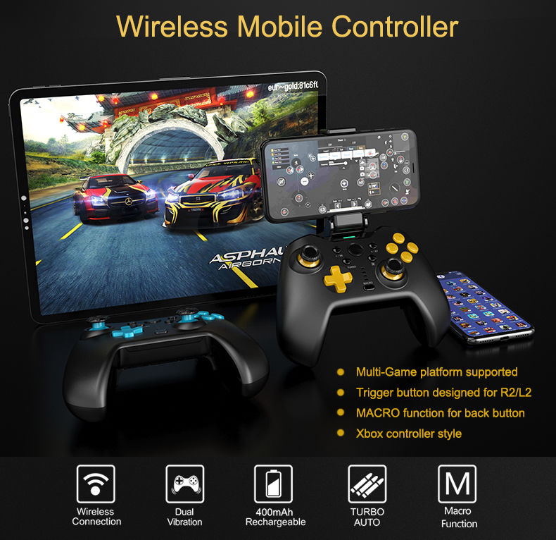 Wireless Controller For Android Ios Pc N-switch Ps4 Ps3 Macro Function Back Buttons Mobile Game ...