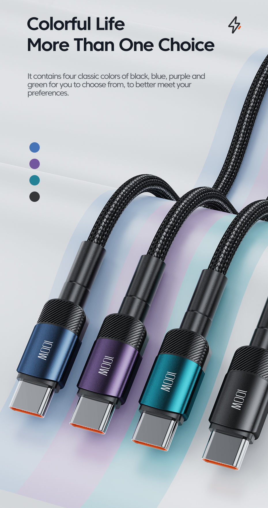 Toocki Multi Color 100w Type C Cable 5a Usb To C Type C Cable Quick ...