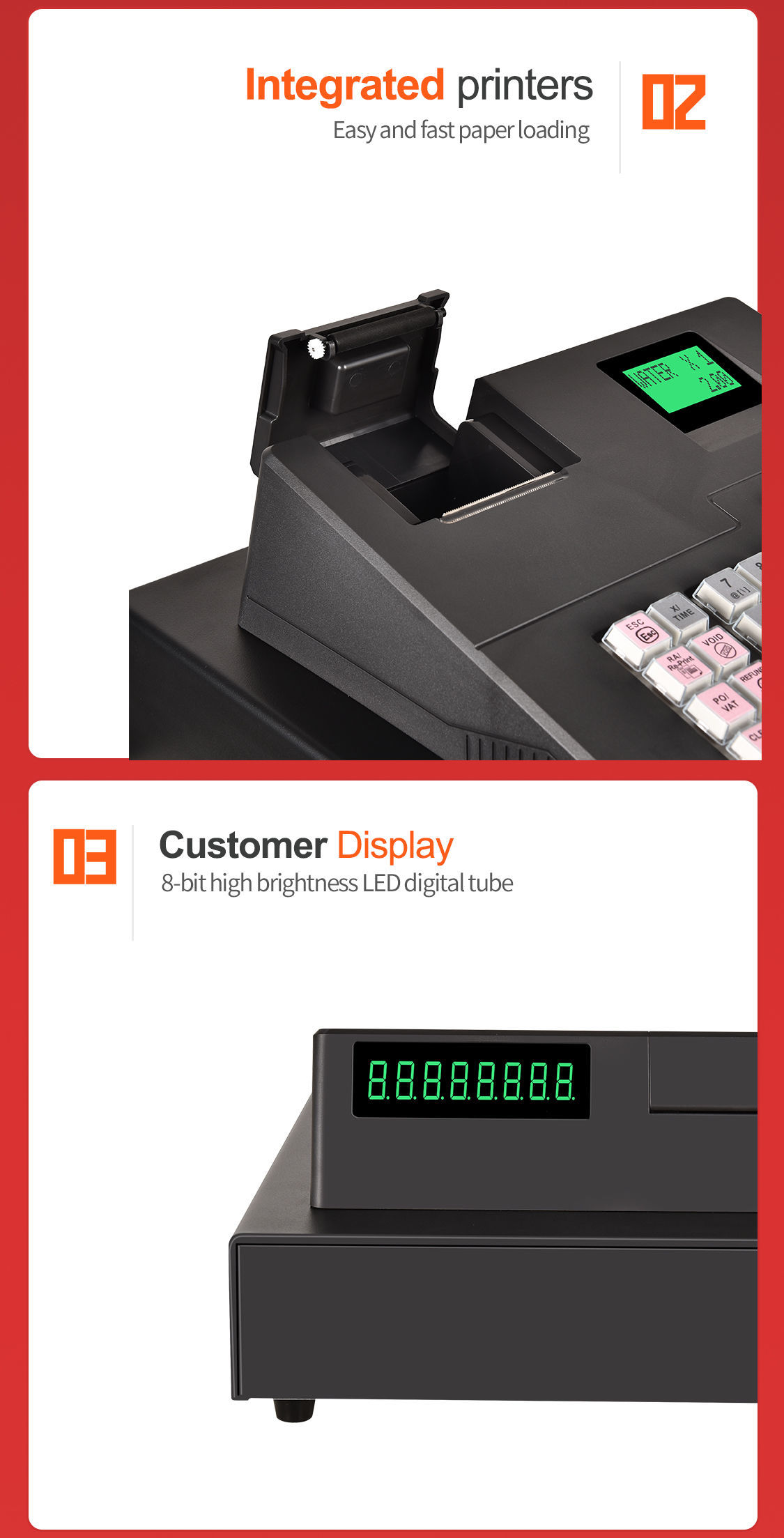 Electronic Cash Register Ecr Zq-xa137 With Cash Drawer Retail Billing ...