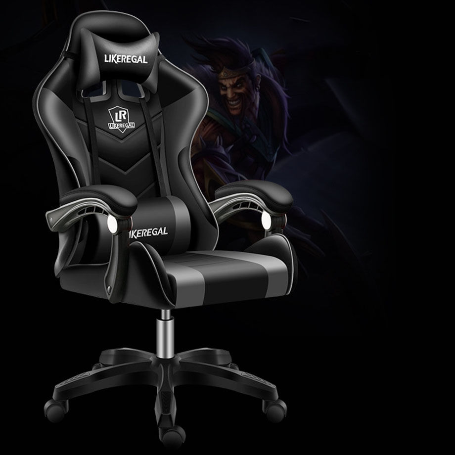 Leather Ergonomics Gaming Chair Adjustable Height Reclining Office ...