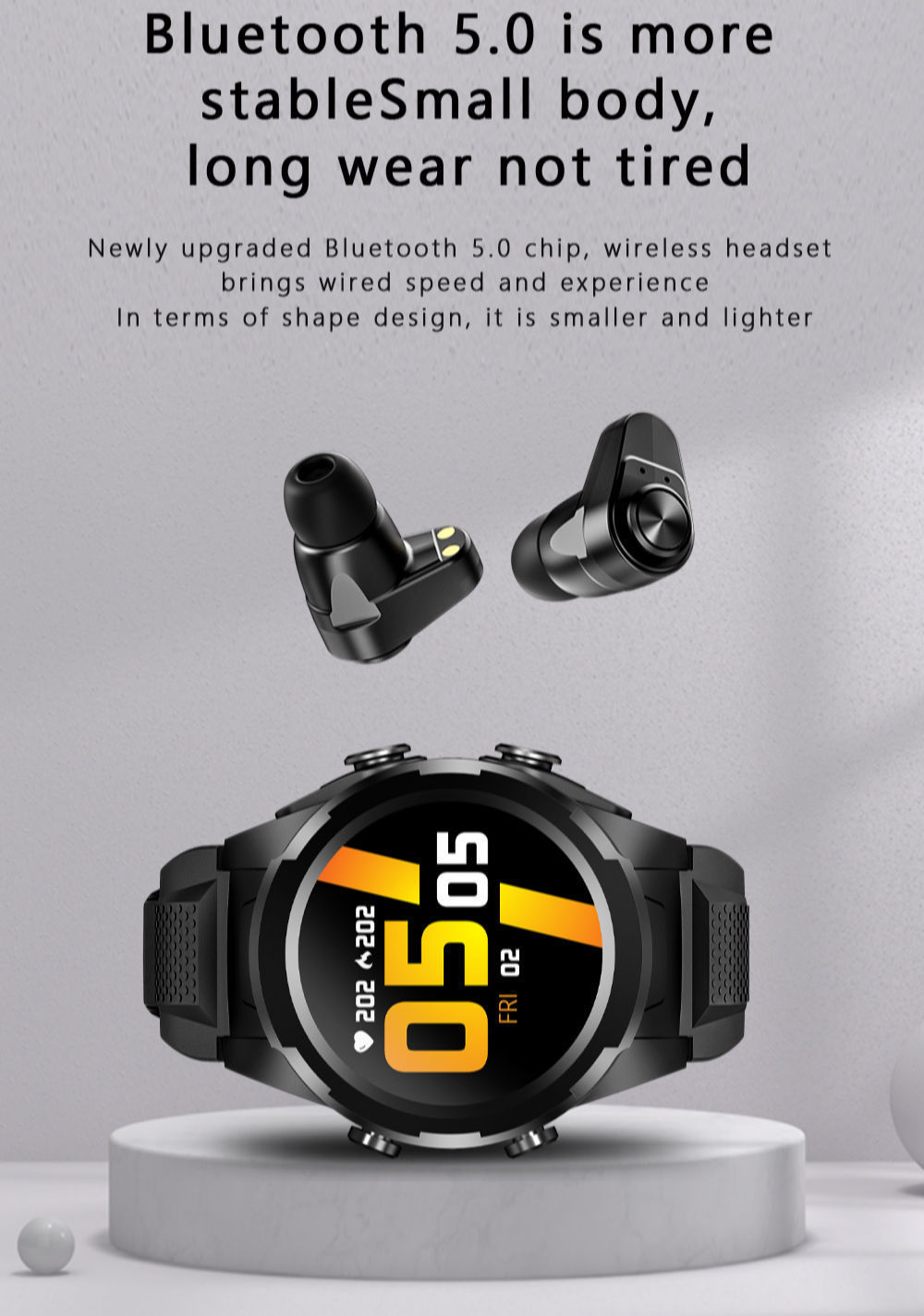 Tws Headphones 2-in-1 Smartwatch Dust-proof Waterproof Ip68 Round ...