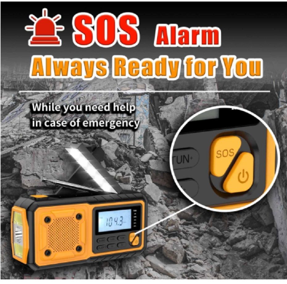 Portable Solar Panel Hand Crank Radio Sos Alarm Fm Am Weather Radio ...