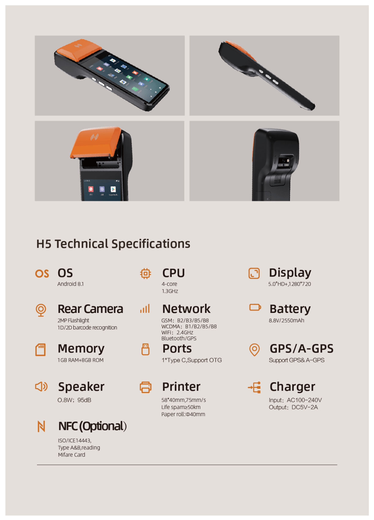 Buy Wholesale China H5 Pos Free Sdk Android 8.1 Smart Handheld Terminal Android Pos System With ...