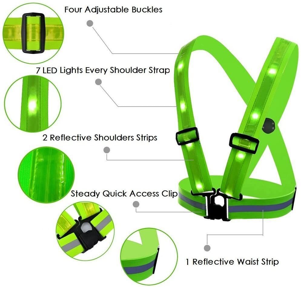Buy Wholesale China Outdoor Night Running Cycling Reflective Vest High Visibility Flashing Led ...