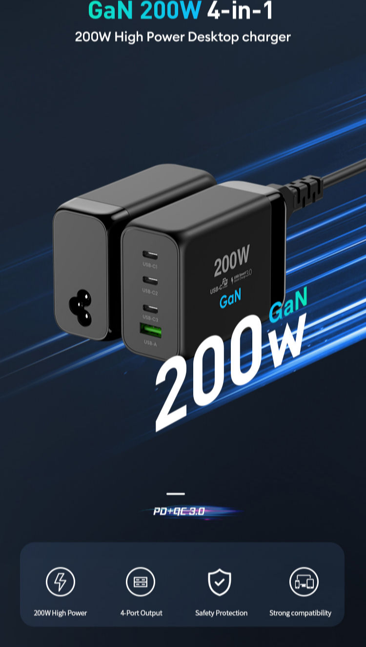 Buy Wholesale China Gan 200w Pd Quick Charger Adapter, Usb C Charging ...