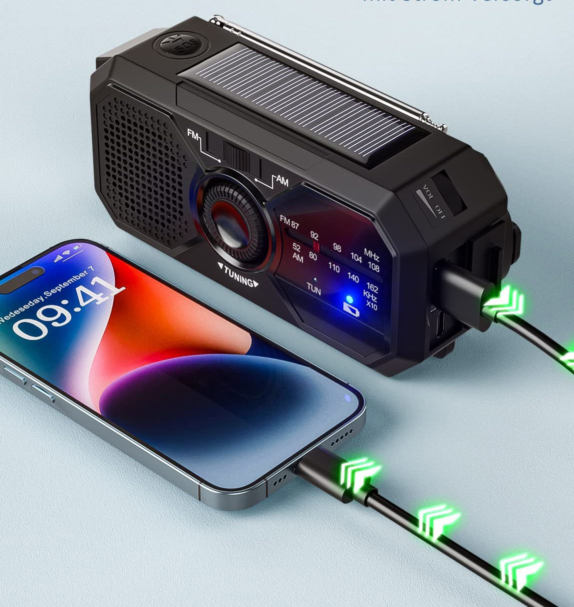 Oem Factory Portable Rechargeable Emergency Solar Hand Crank 1200mah Wb ...