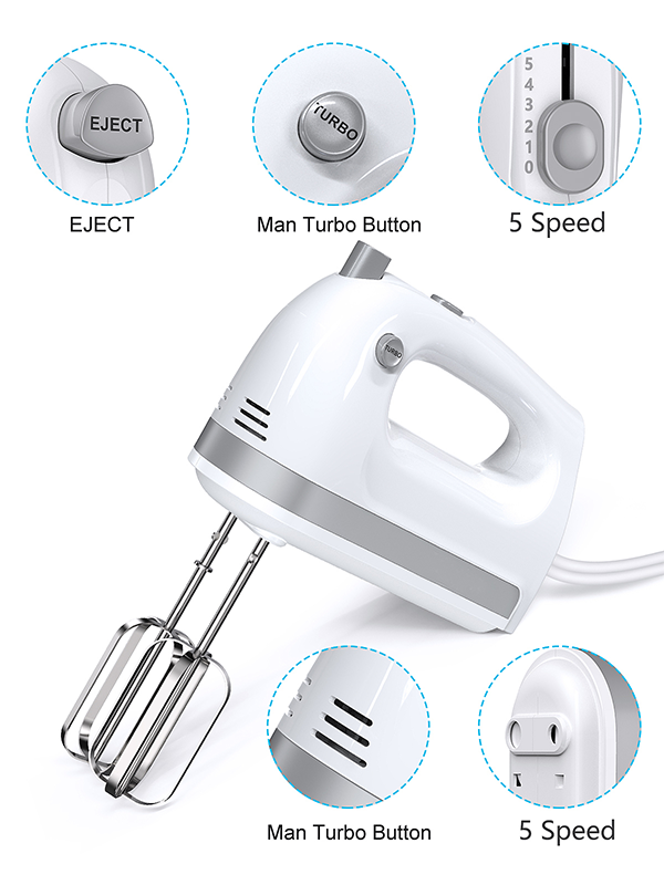 Buy China Wholesale Eap Electric Hand Mixer, 5 Speed 300w Turbo With ...