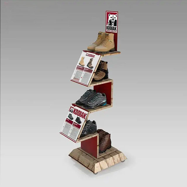 Retail Promotion Wood Shoe Display Stand Shoe Stand Slipper Display ...