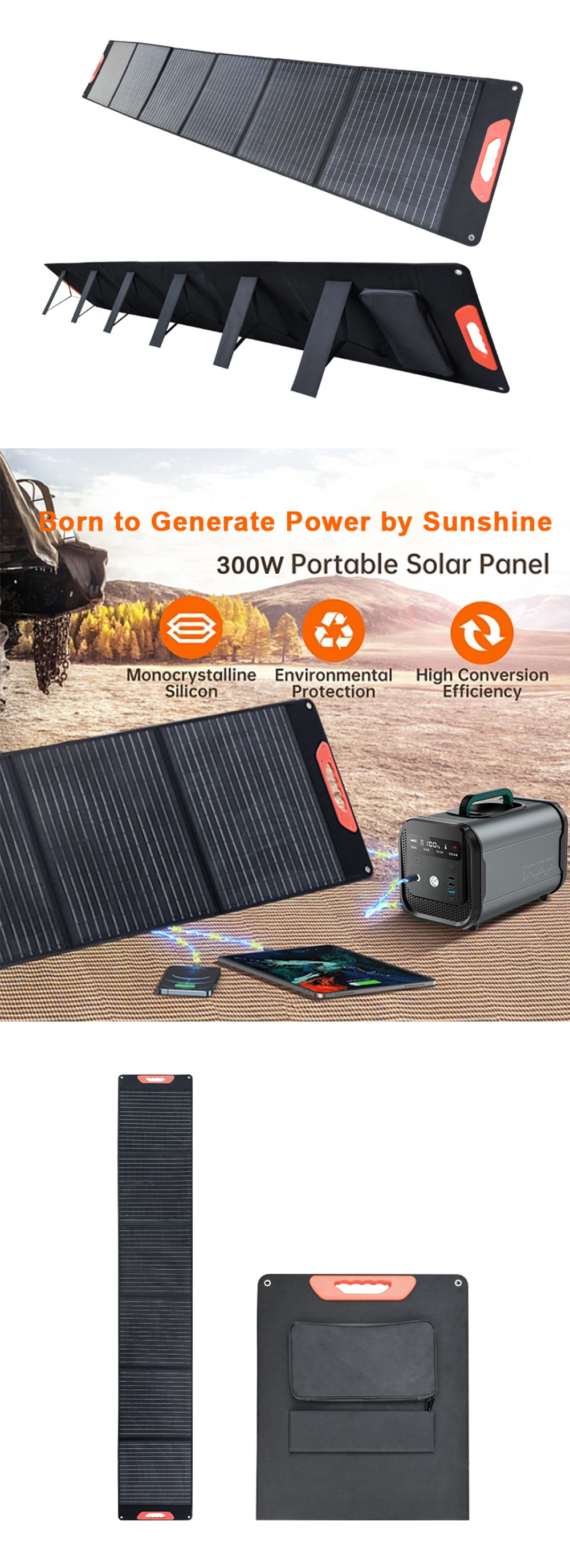 Buy Wholesale China Portable Foldable Solar Panel Charger Kit 300w 18v ...