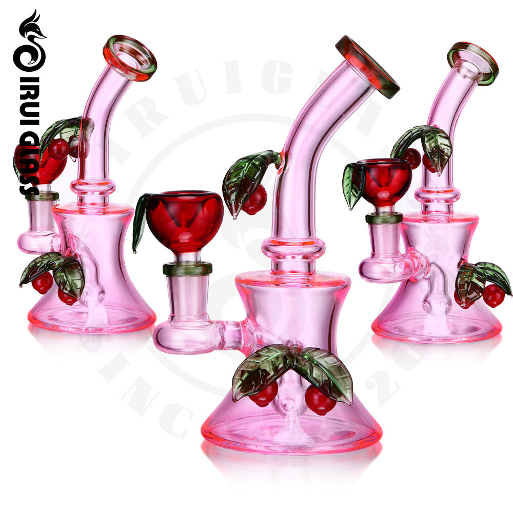 Cherry Dab Rig Glass Bong Water Pipe Pink Girly Glass Bong Smoking ...