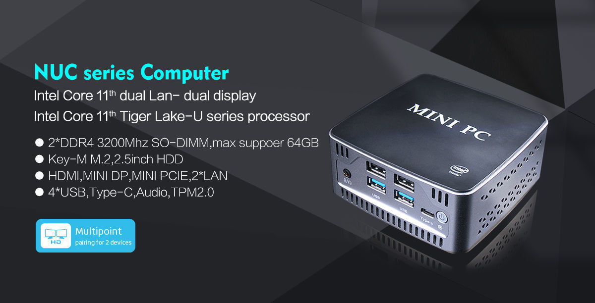 Factory Price Mini Pc 11th Tiger Lake-u Series Processor Nuc Pc Dual Lan Desktop Computer For ...