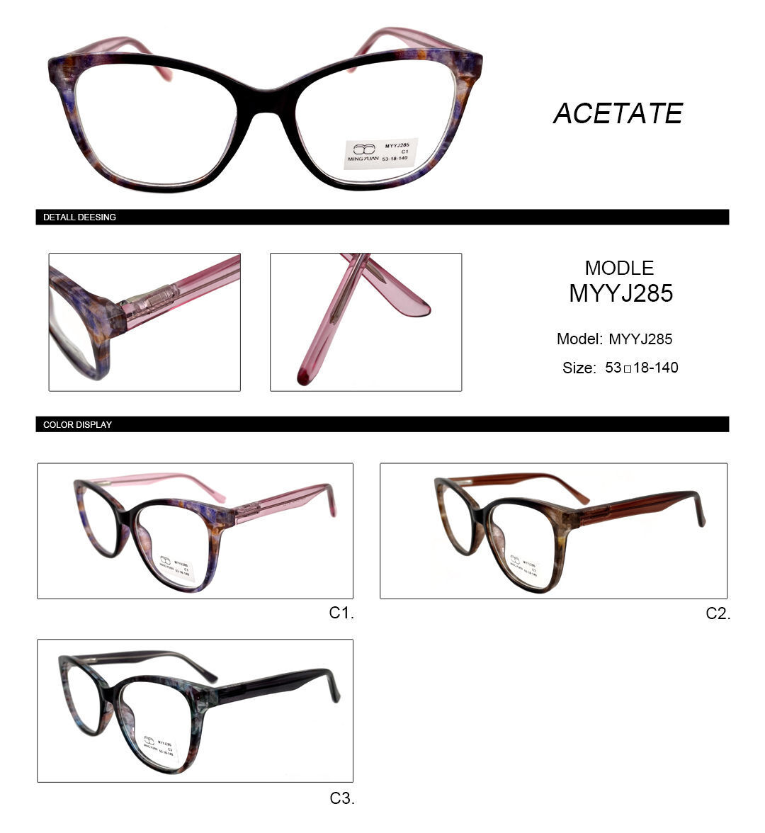 Cat Eyes Fashionable Pattern Acetate Optical & Sunglasses Outside ...